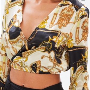 Missguided | Tops | Black Chain Print Elastic Wrap Crop Top | Poshmark